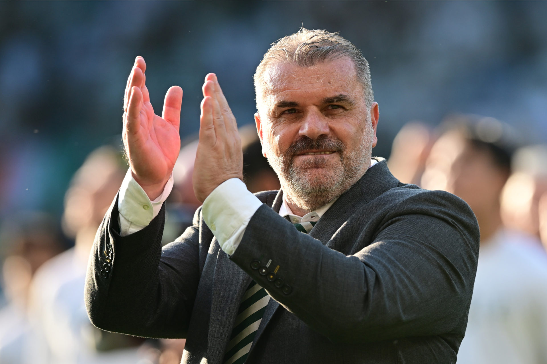 Michael Nicholson and Peter Lawwell react as Ange Postecoglou ...
